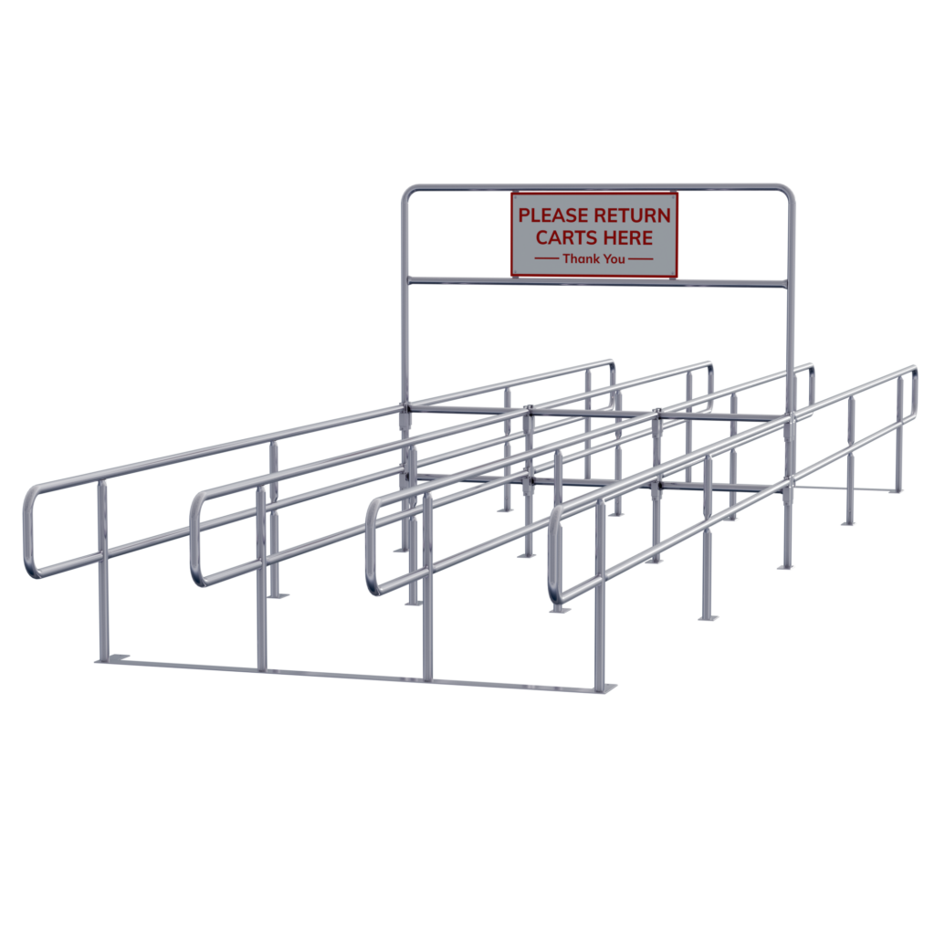 3 LANE 30’ CART CORRAL W/ RUNNERS - The Peggs Company